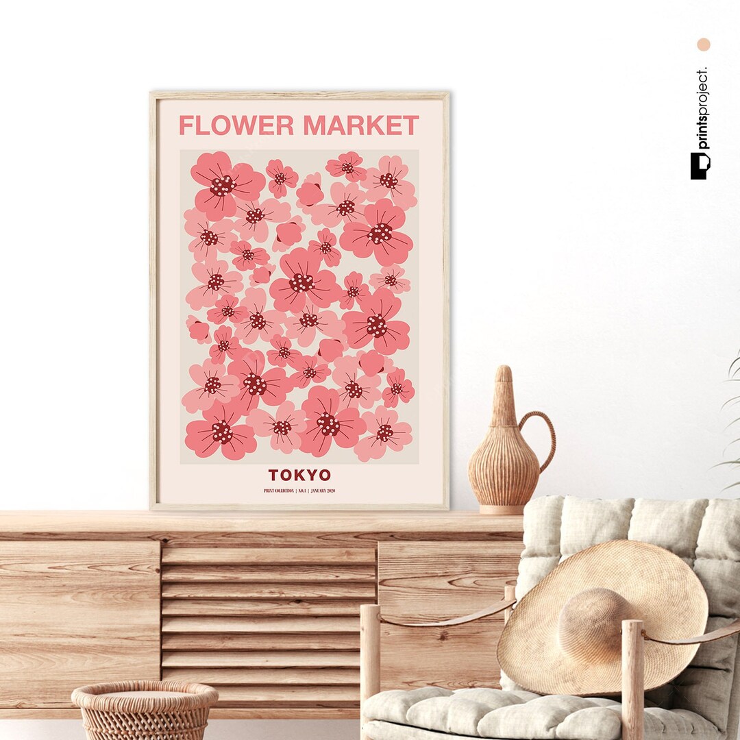 Flower Market Tokyo, Retro Digital Download Print, Japanese Flower ...