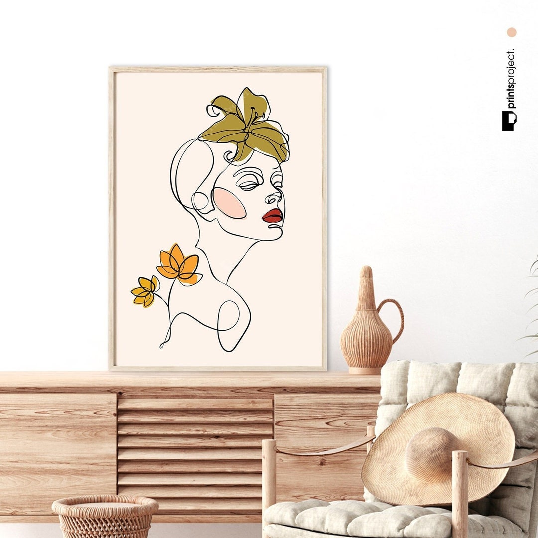 Woman Line Art Print Female Line Drawing Aesthetic Prints - Etsy