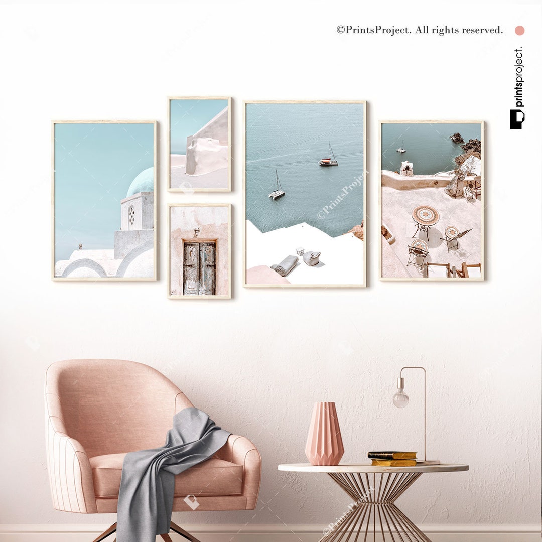 Greece Print Set of 5, Santorini Wall Art, Mediterranean Decor, Greek ...