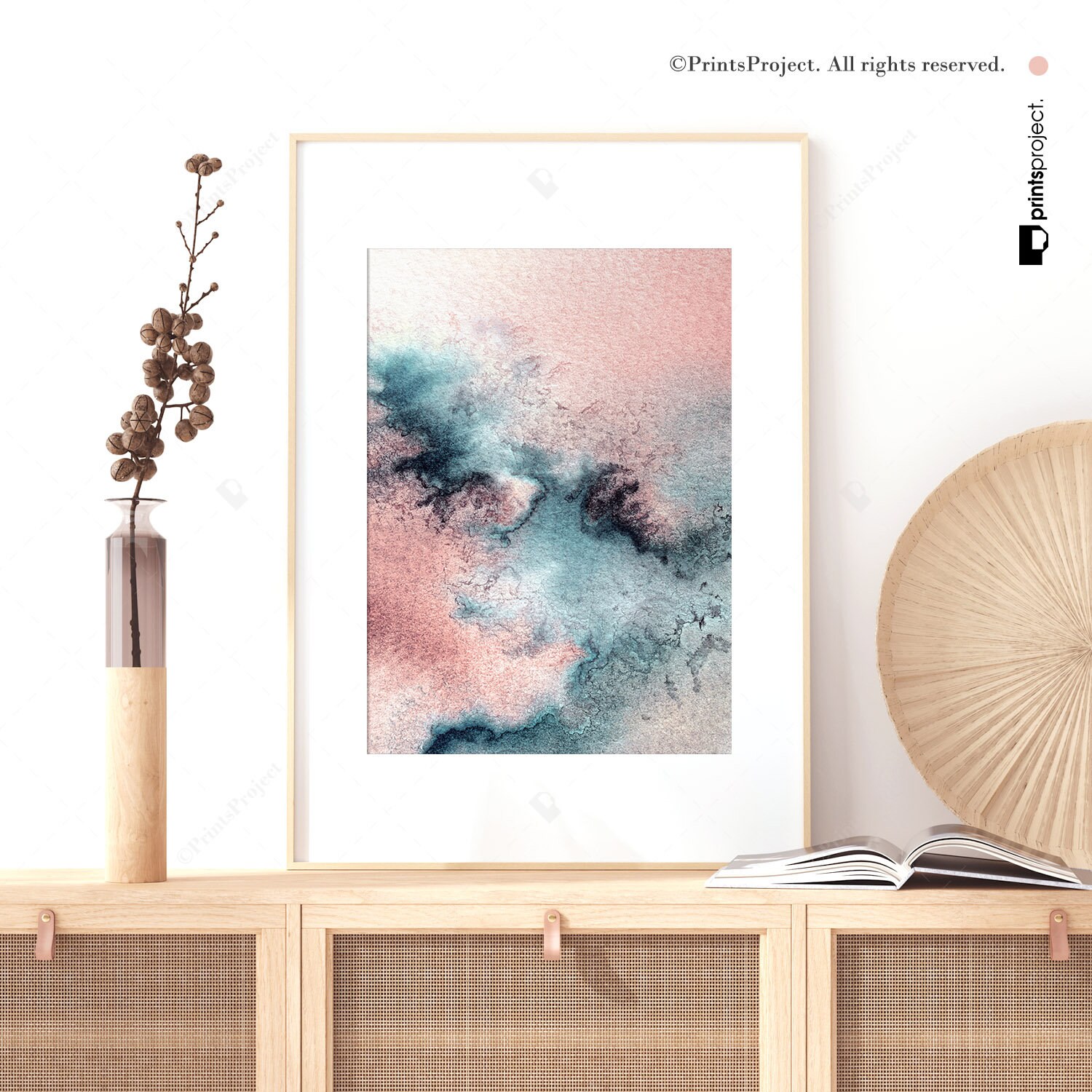 Pink Blue Abstract Art Digital Download Valentine's | Etsy