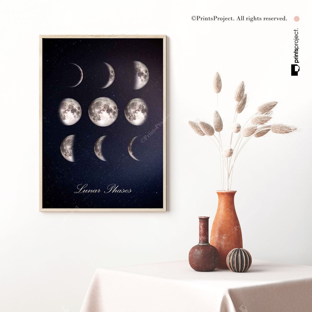 Lunar Phases Poster Moon Phases Print Modern Large Print La - Etsy