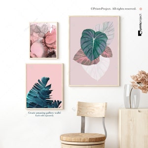 Leaf Print, Tropical Poster, Blush Pink Wall Art, Botanical Prints ...