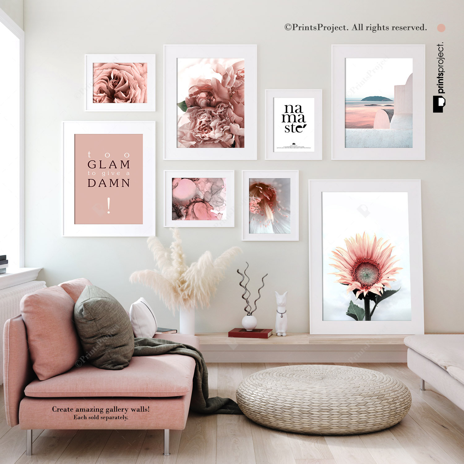 Flower Print Blush Pink Wall Art Sunflower Floral Poster - Etsy