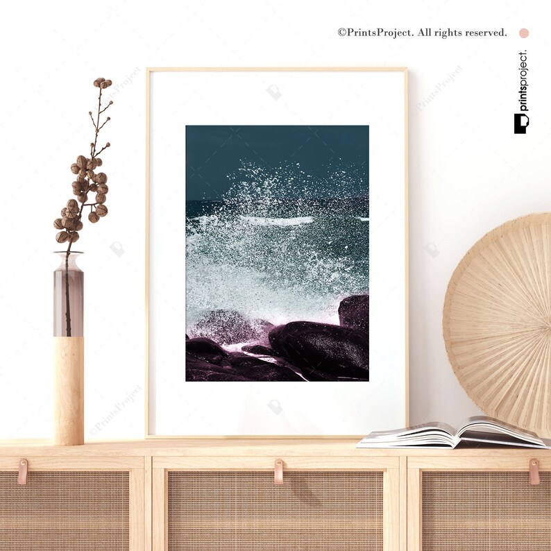 Navy Blue Poster Ocean Water Waves Print Coastal Wall Art - Etsy