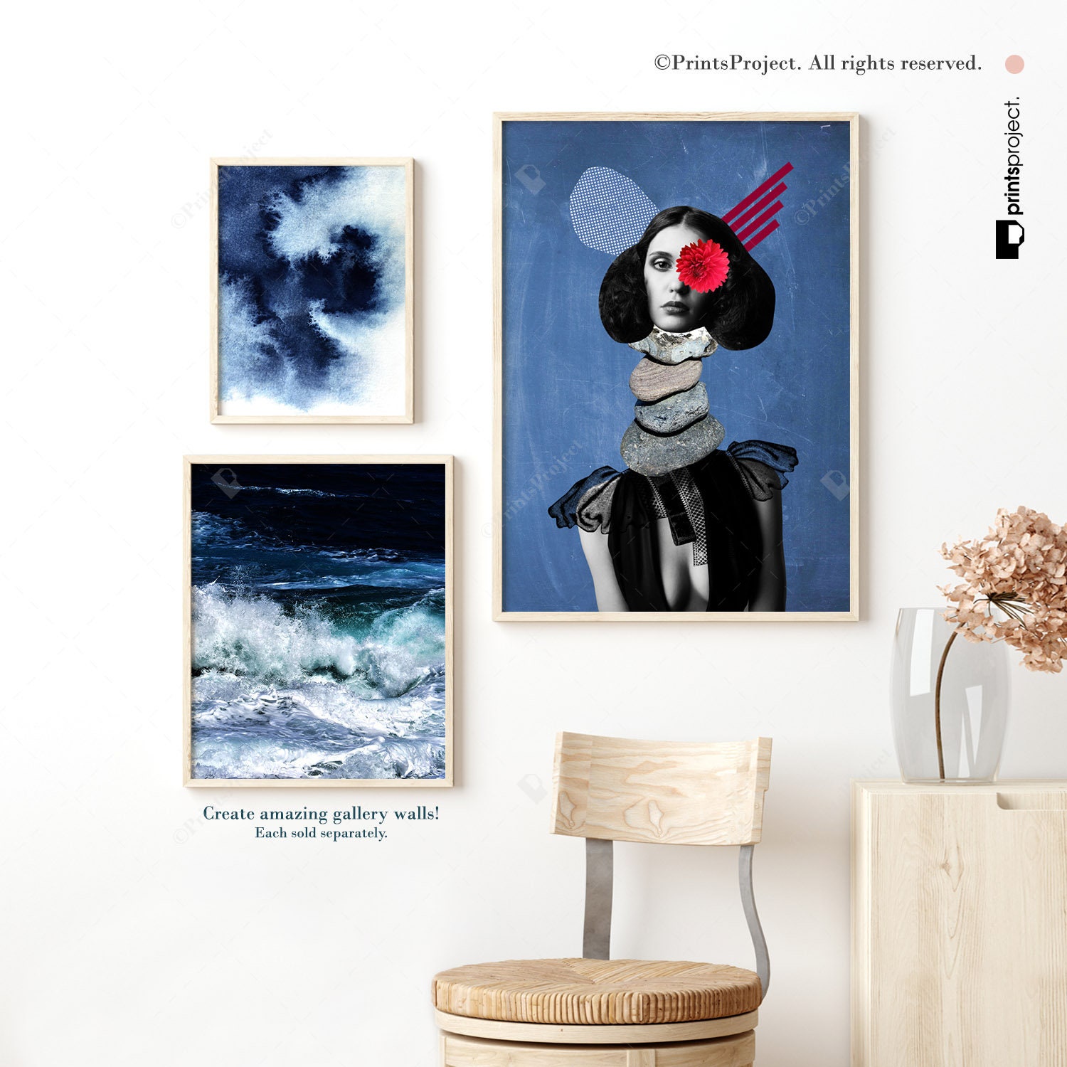 Surrealist Surreal Art Print Collage Art Blue Modern - Etsy