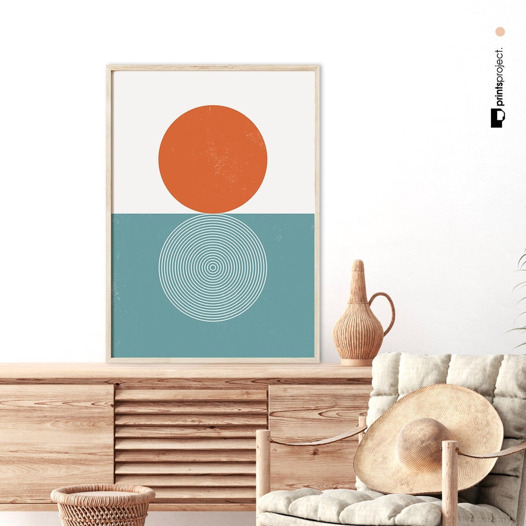 Mid Century Modern Poster Wall Art Print, Geometric Circle Art Print ...