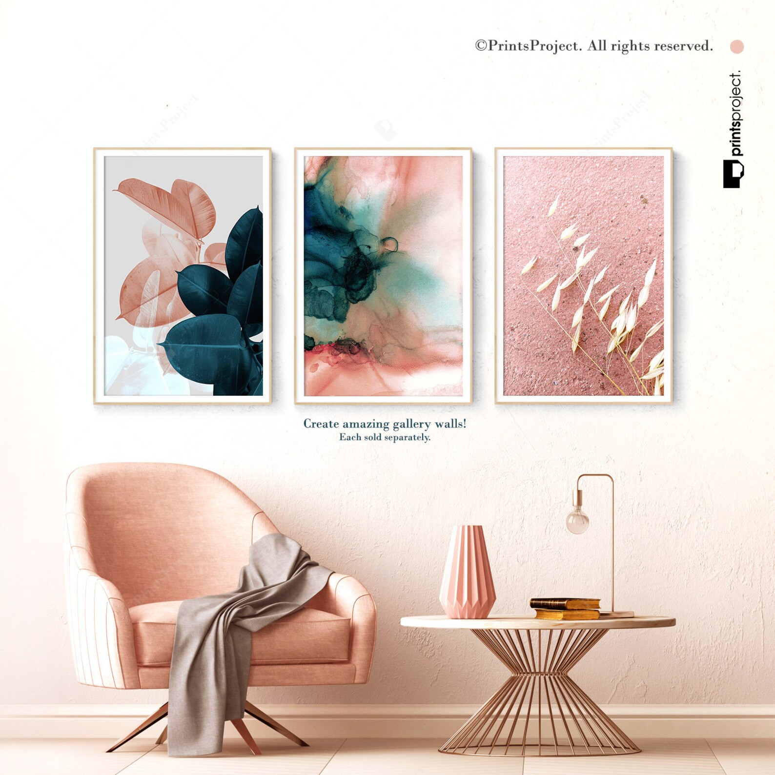 Light Pink Wall Art Modern Boho Decor Pastel Poster - Etsy