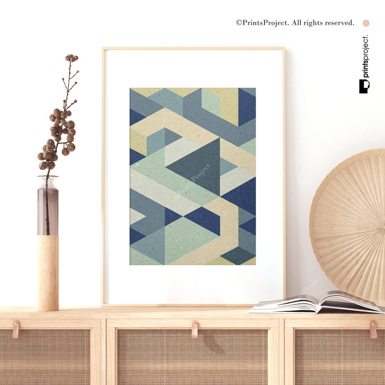 Large Abstract Decor Modern Geometric Wall Art Geometric - Etsy