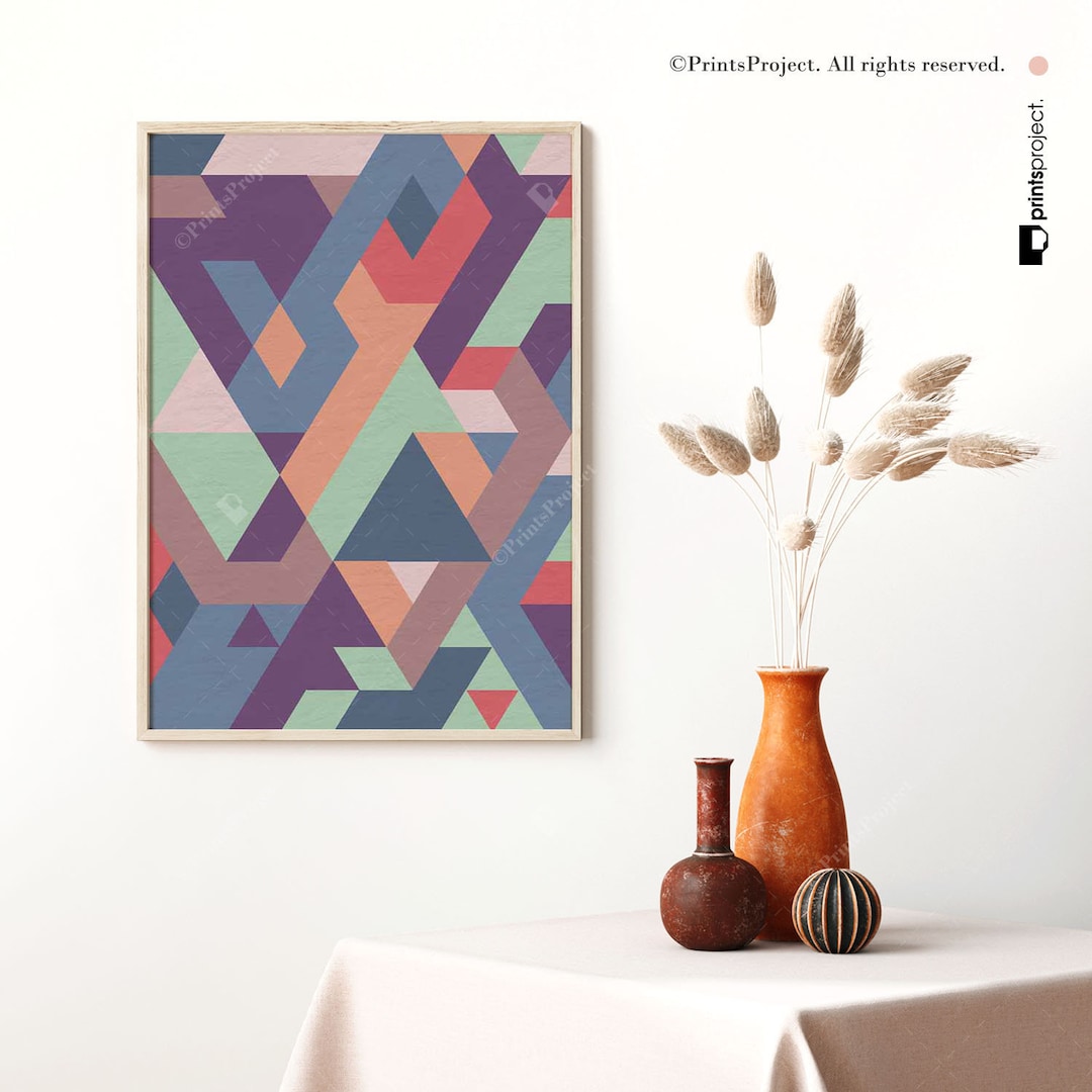 Geometric Print Extra Large Wall Art Geometric Poster - Etsy