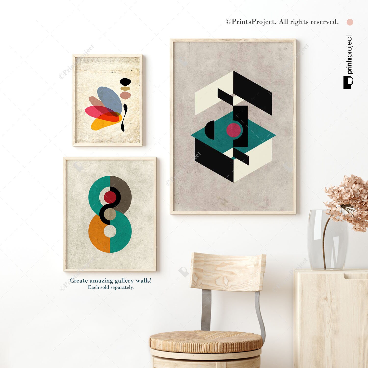 Large Geometric Poster, Mid Century Modern, Digital Print, Affiches ...