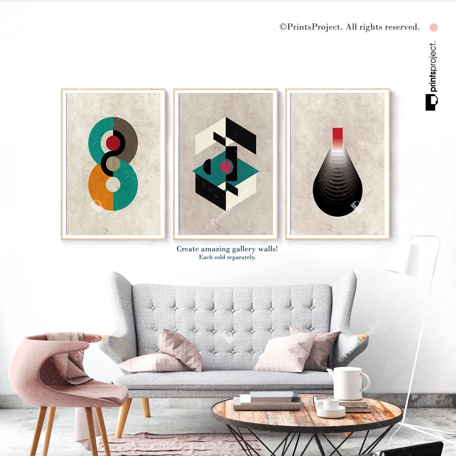 Large Geometric Poster, Mid Century Modern, Digital Print, Affiches ...