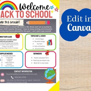 Welcome Back Editable Template, Back to School Welcome Letter, First ...