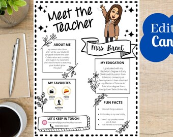 Meet the Teacher Editable Template Back to School Welcome | Etsy
