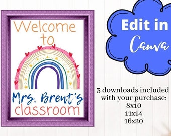 Welcome Back to School Sign, EDITABLE Template, Classroom Sign, INSTANT ...