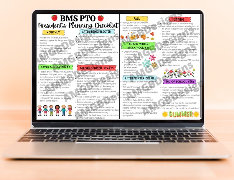 PTO Yearly Checklist, PTA President to Do List, Parent Teacher ...