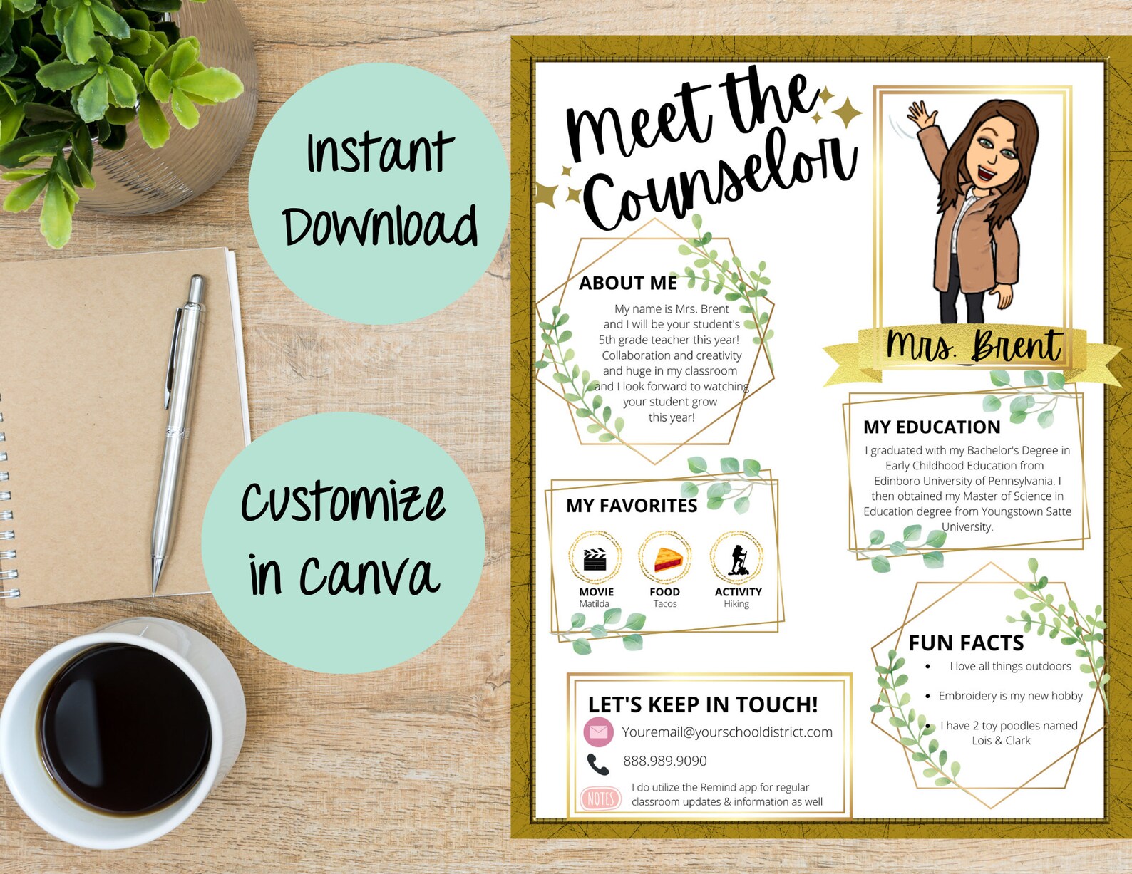 Meet the School Counselor Editable Template Back to School - Etsy