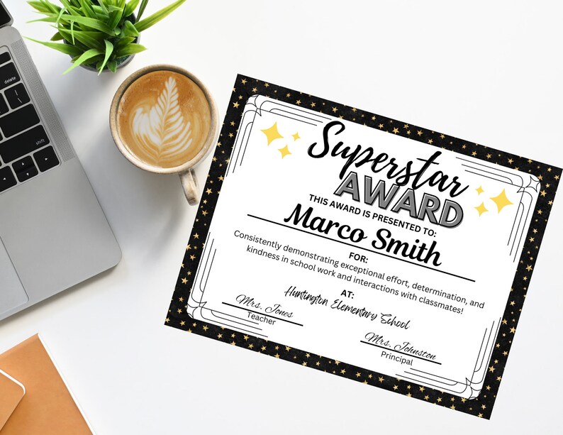Superstar Student Award Certificate Digital Printable for Classroom or ...