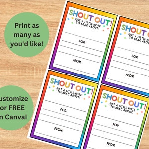 Shout Out Cards, Student Awknowledgement, Employee Appreciation ...