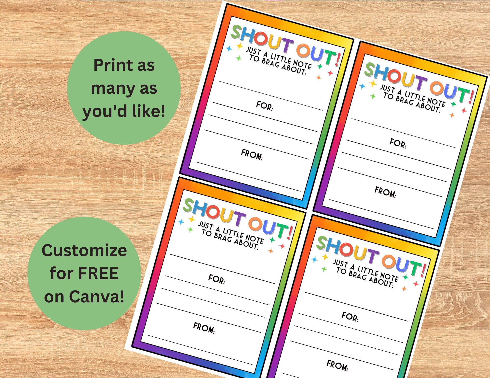 Shout Out Cards, Student Awknowledgement, Employee Appreciation ...