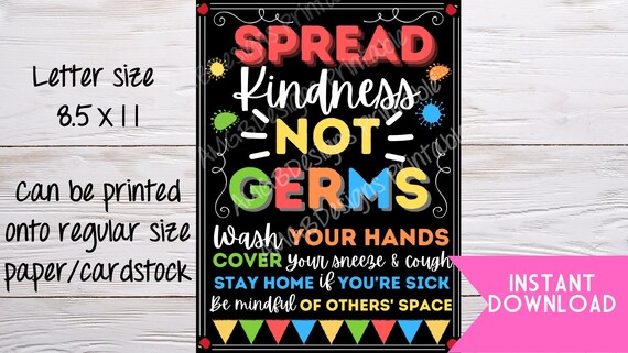 Wash Your Hands Cover Your Cough and Sneeze Classroom Sign | Etsy