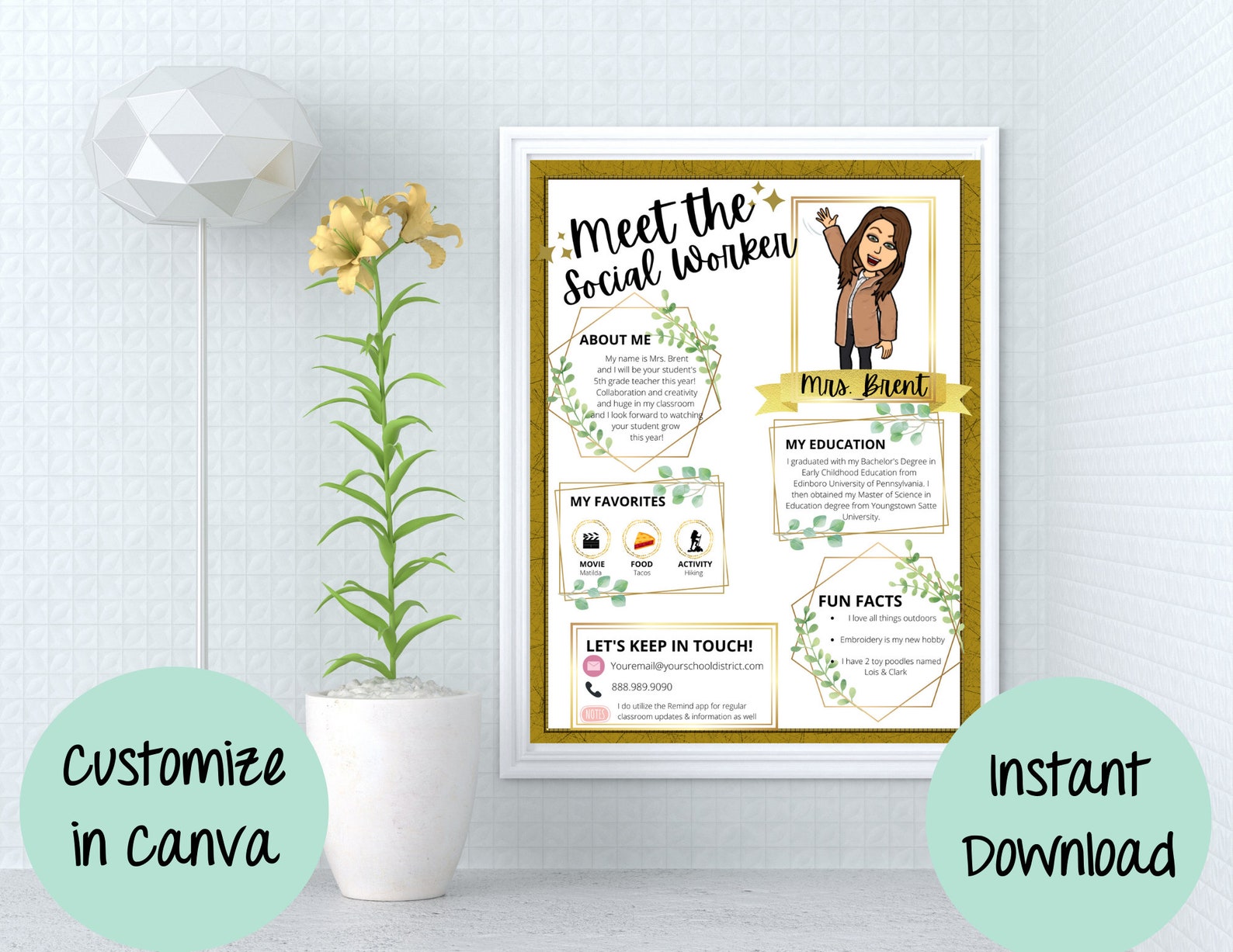 Meet the School Social Worker Editable Template, Back to School Welcome ...