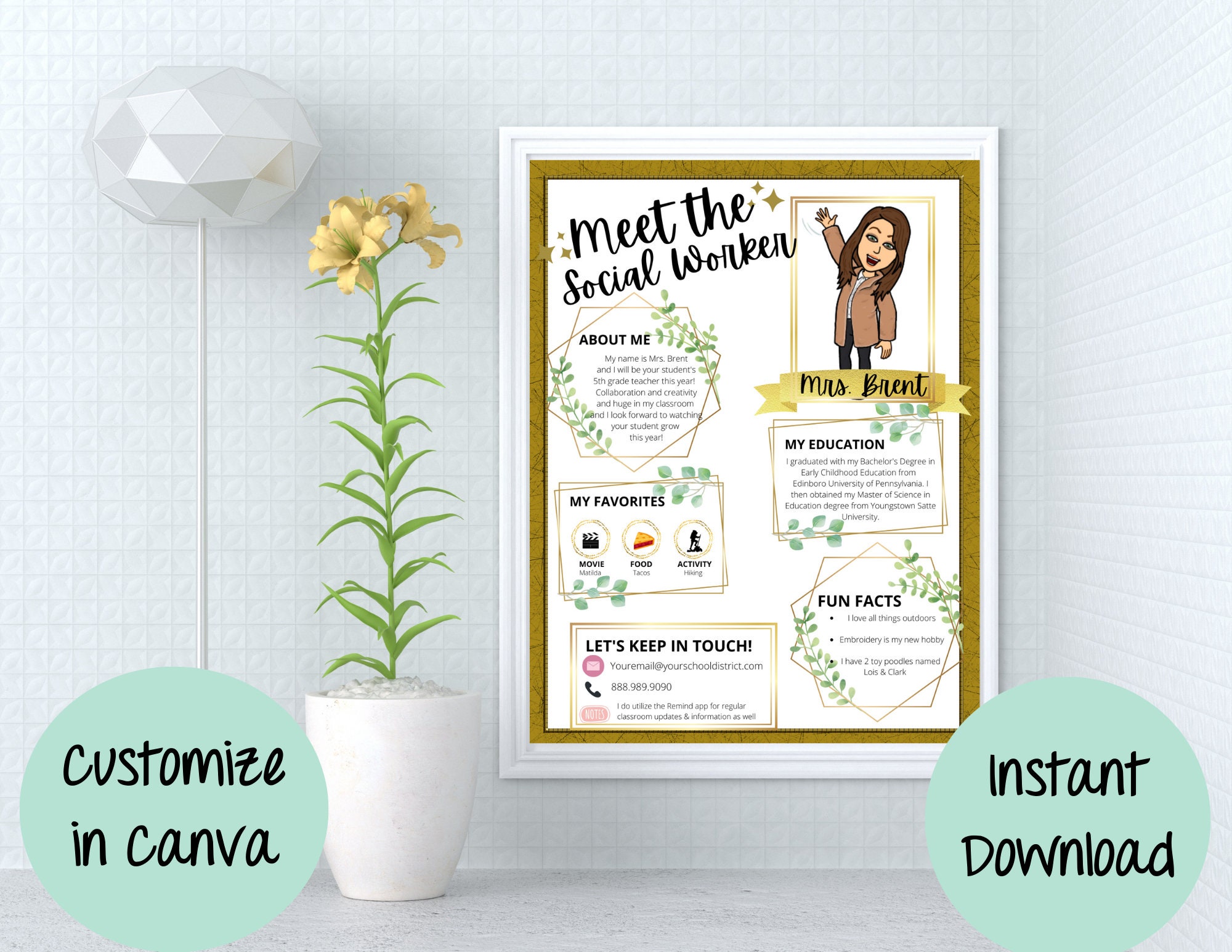 Meet the School Social Worker Editable Template, Back to School Welcome ...