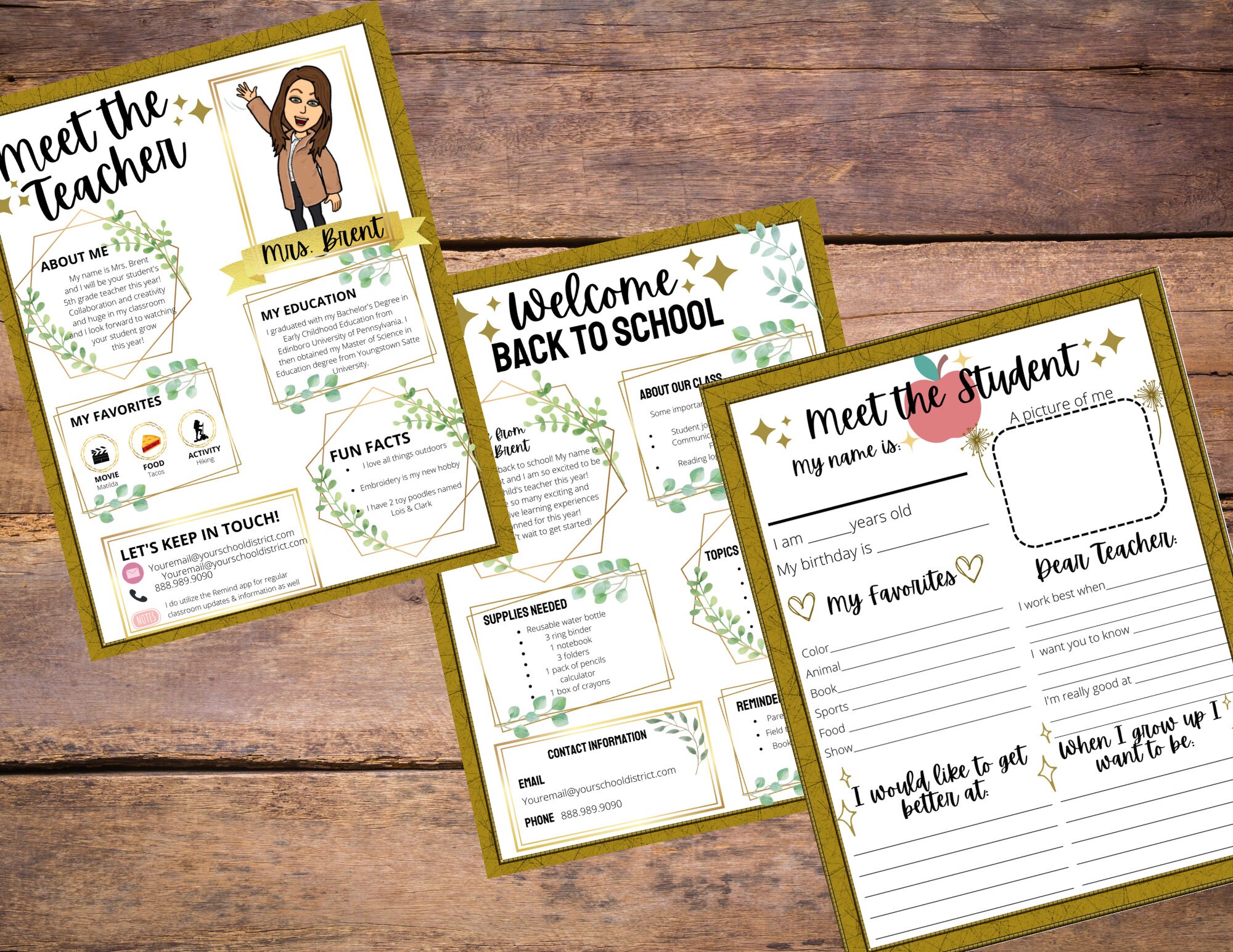 Meet the Teacher Editable Template Bundle, Back to School Welcome ...