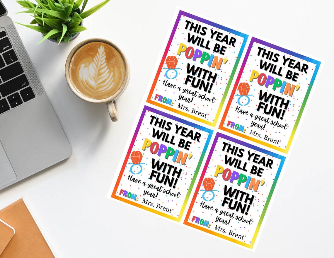 New School Year Treat Tag Ring Pop Back to School Student Teacher Thank ...