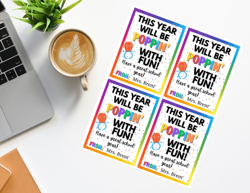 New School Year Treat Tag Ring Pop Back to School Student Teacher Thank ...