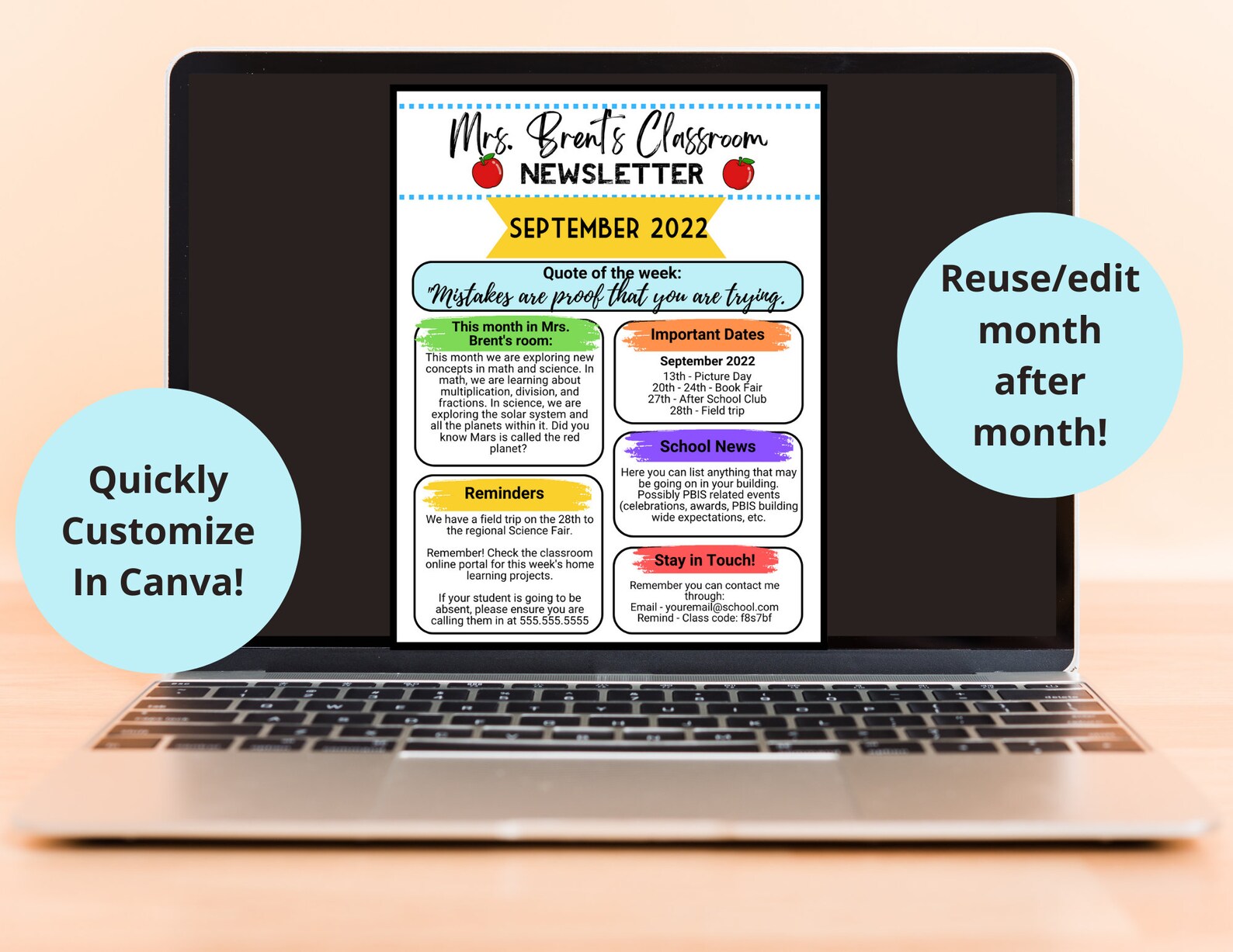 Editable Classroom Newsletter Colorful, Classroom Newsletter, Welcome ...
