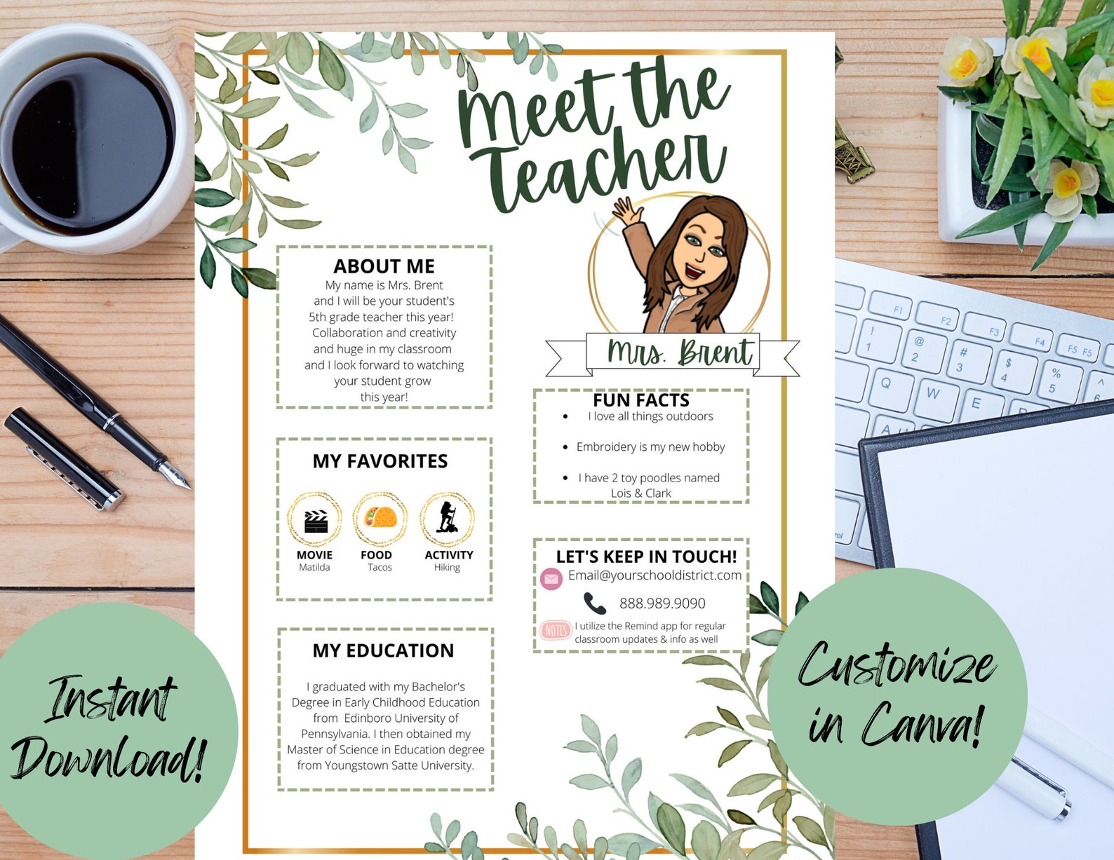 Meet the Teacher Editable Template, Back to School Welcome Letter ...