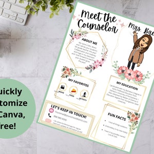 Meet the School Counselor Editable Template, Back to School Welcome ...