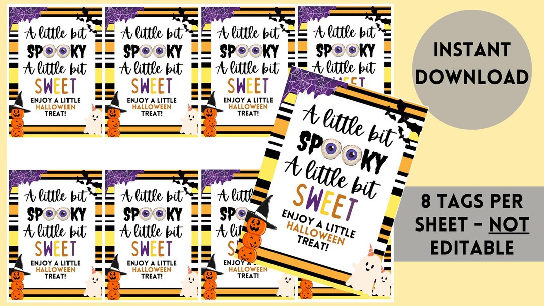 Halloween Printable Treat Tag, Candy Tag, School Treat Tag, Spooky and ...