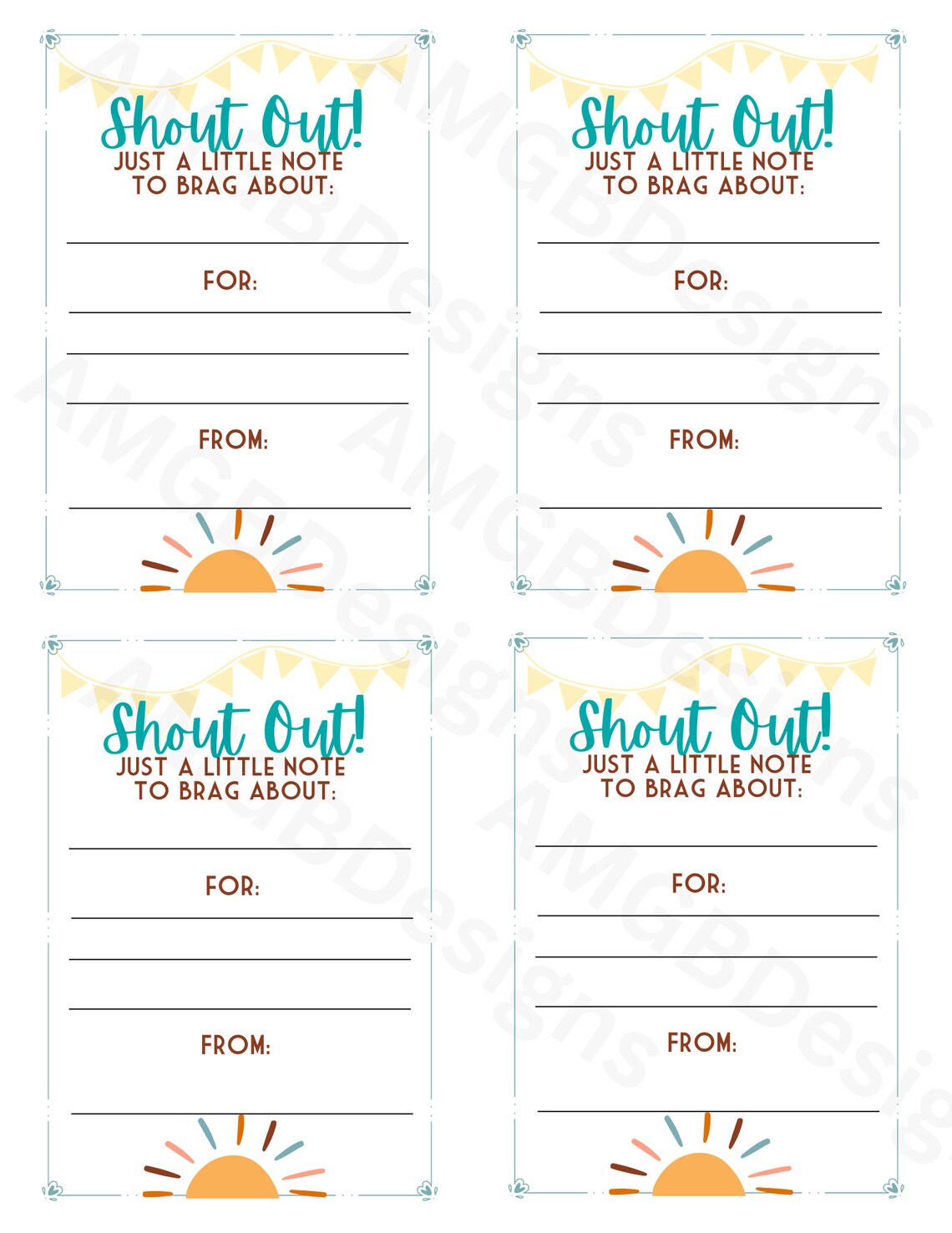 Shout Out Cards, Student Awknowledgement, Employee Appreciation ...