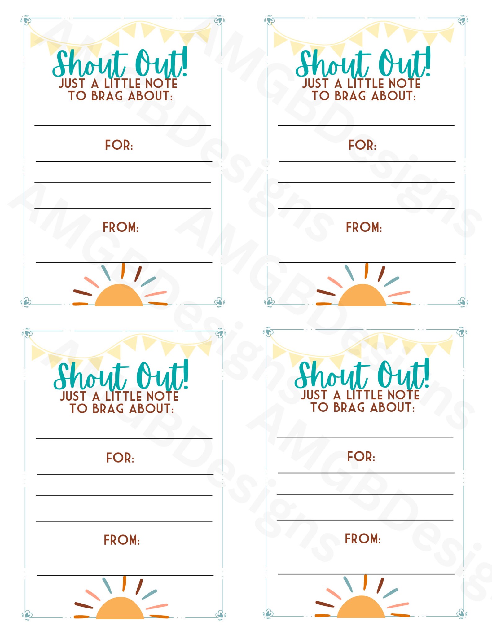 Shout Out Cards, Student Awknowledgement, Employee Appreciation ...