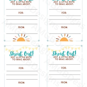 Shout Out Cards, Student Awknowledgement, Employee Appreciation ...