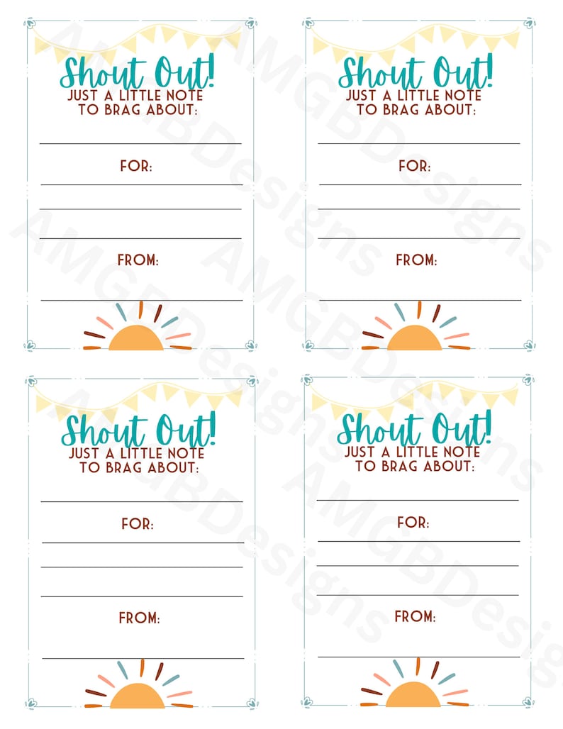 Shout Out Cards Student Awknowledgement Employee - Etsy