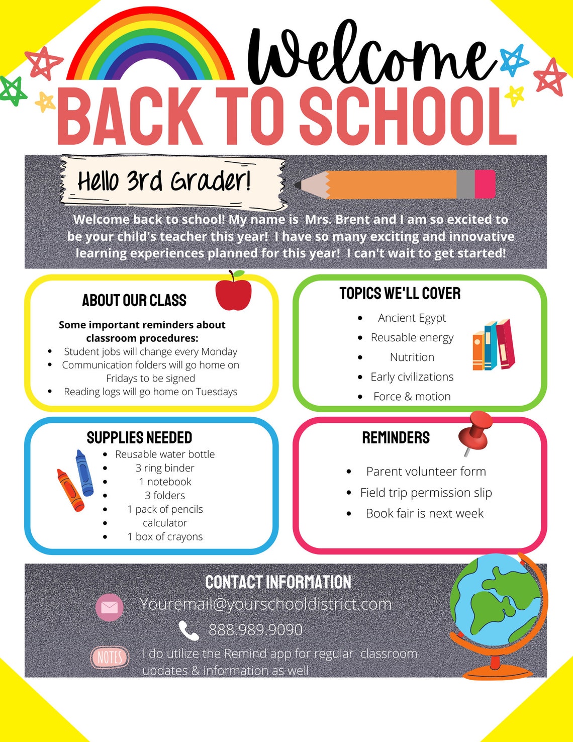 Welcome Back Editable Template, Back to School Welcome Letter, First ...