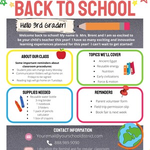 Welcome Back Editable Template, Back to School Welcome Letter, First ...