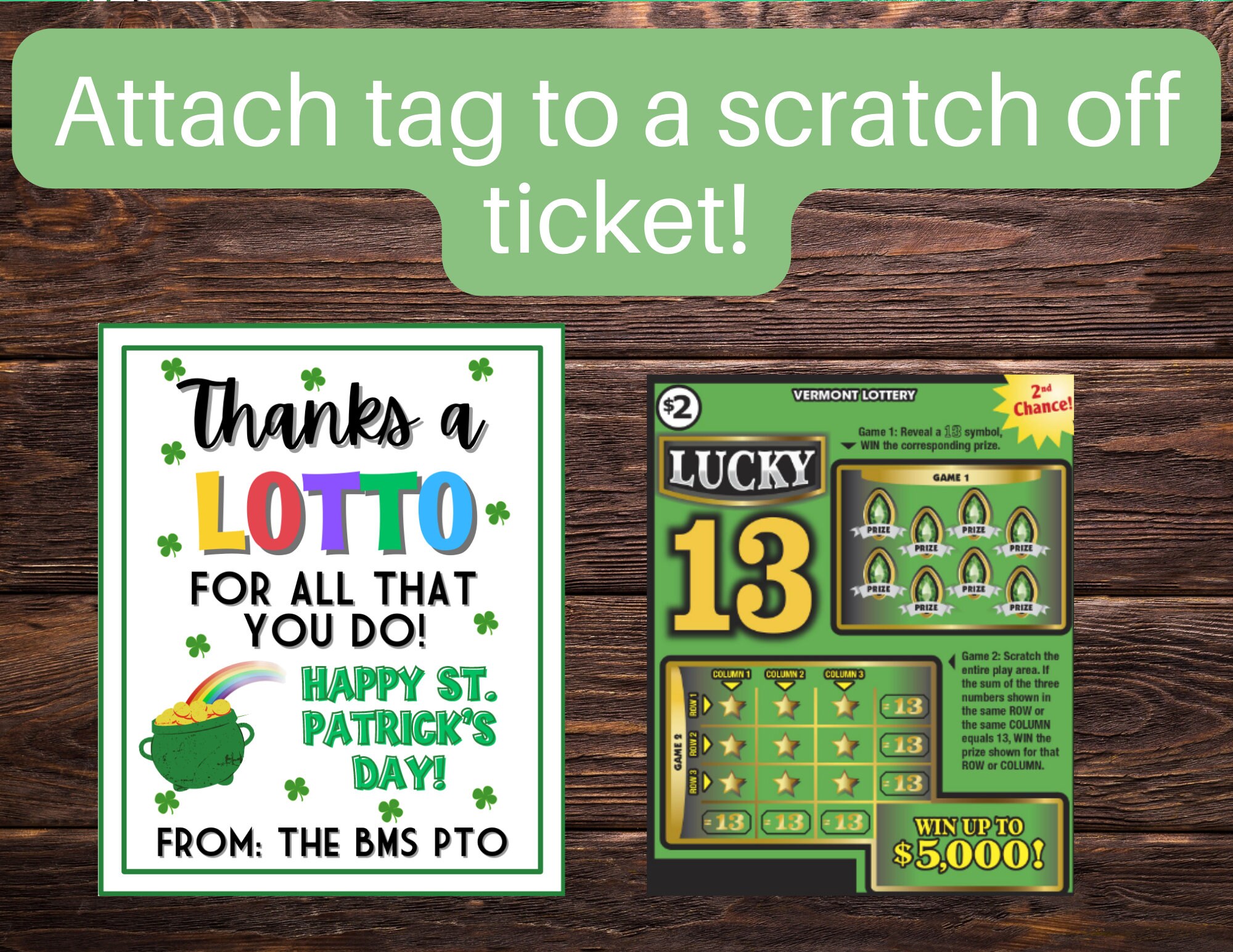 Employee Staff Appreciation Holiday St Patrick's Day Lottery Ticket Tag ...