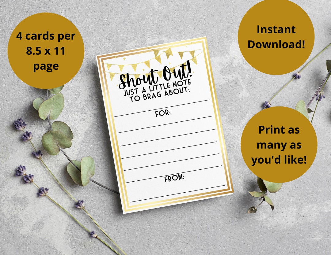 Shout Out Cards, Student Awknowledgement, Employee Appreciation ...