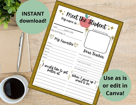 Meet the Student Back to School Student Survey Get to Know - Etsy