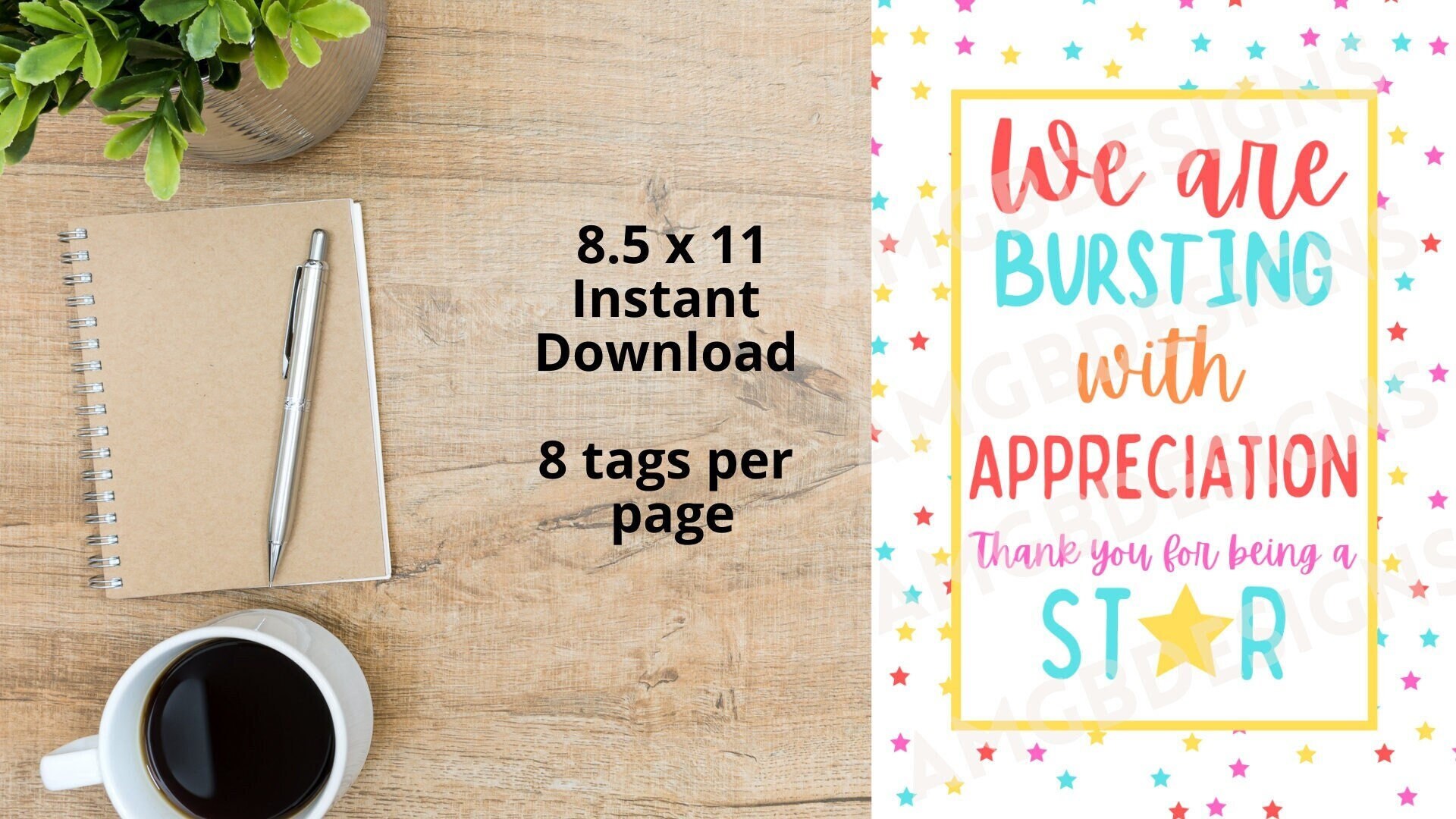 Staff Appreciation Printable Tag Star Tags Staff Tags Starburst Gift ...