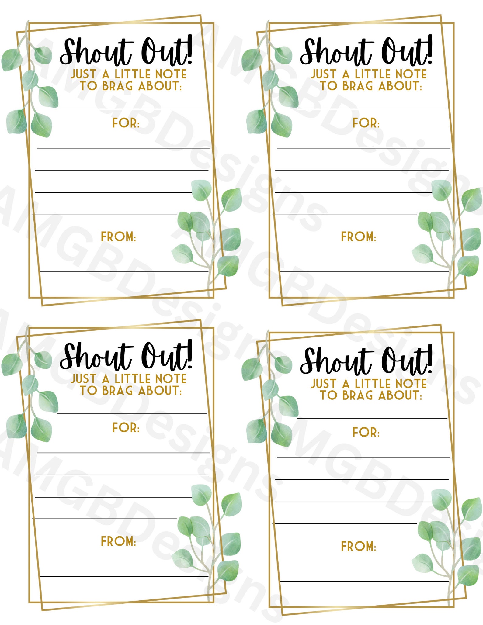 Shout Out Cards, Student Awknowledgement, Employee Appreciation ...