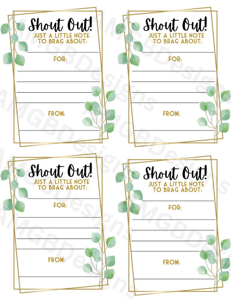 Shout Out Cards, Student Awknowledgement, Employee Appreciation ...