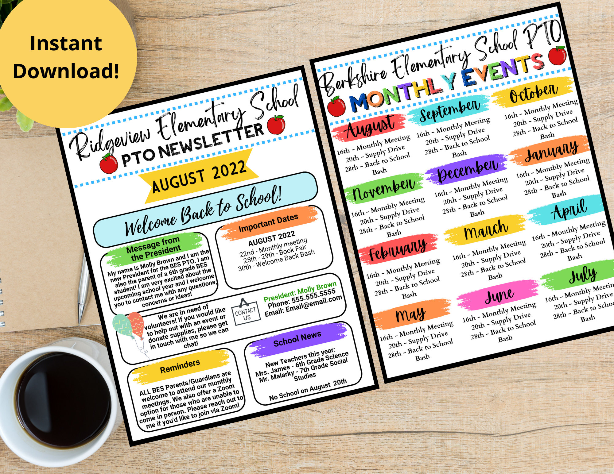 PTO Bundle Newsletter Checklist Events Parent Teacher - Etsy