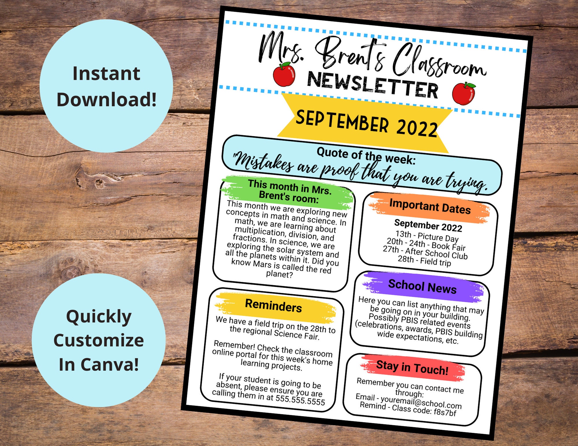 Editable Classroom Newsletter Colorful, Classroom Newsletter, Welcome ...