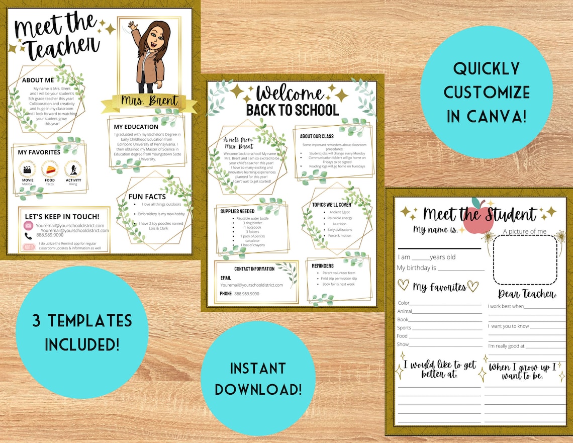 Meet the Teacher Editable Template Bundle, Back to School Welcome ...