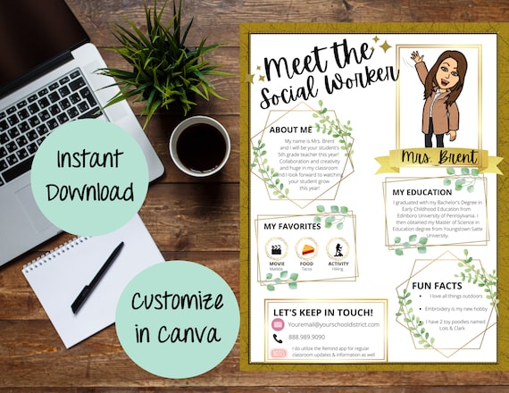 Meet the School Social Worker Editable Template Back to - Etsy