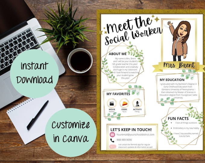 Meet the Social Worker Flyer, Canva Template Editable, Personalized ...